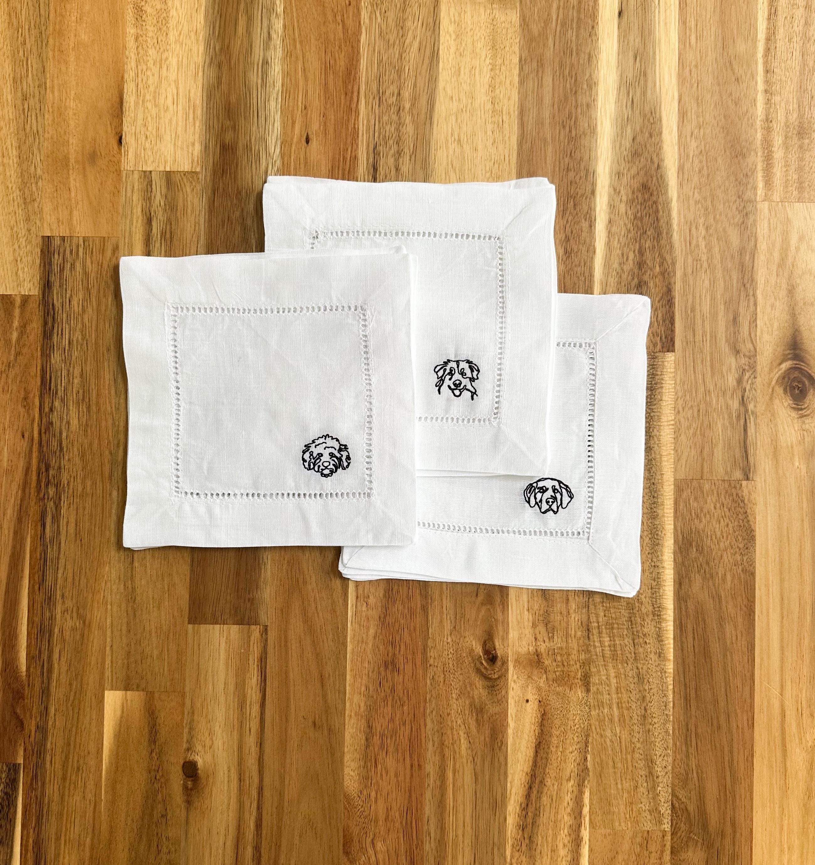 Doodle Cocktail Napkin Doodle Embroidered Linen Cocktail Napkin Custom ...