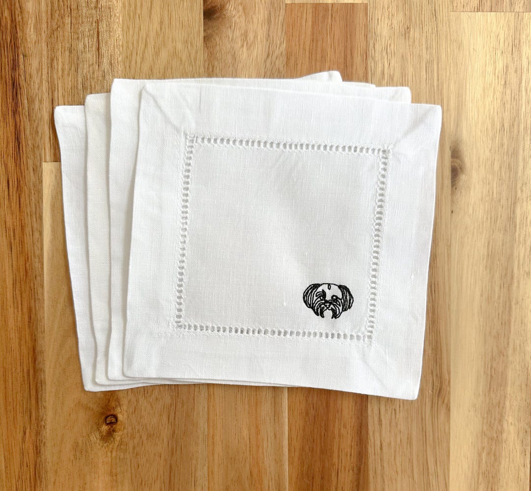Maltese Cocktail Napkin Custom Maltese Embroidered Napkin Maltese Gift ...