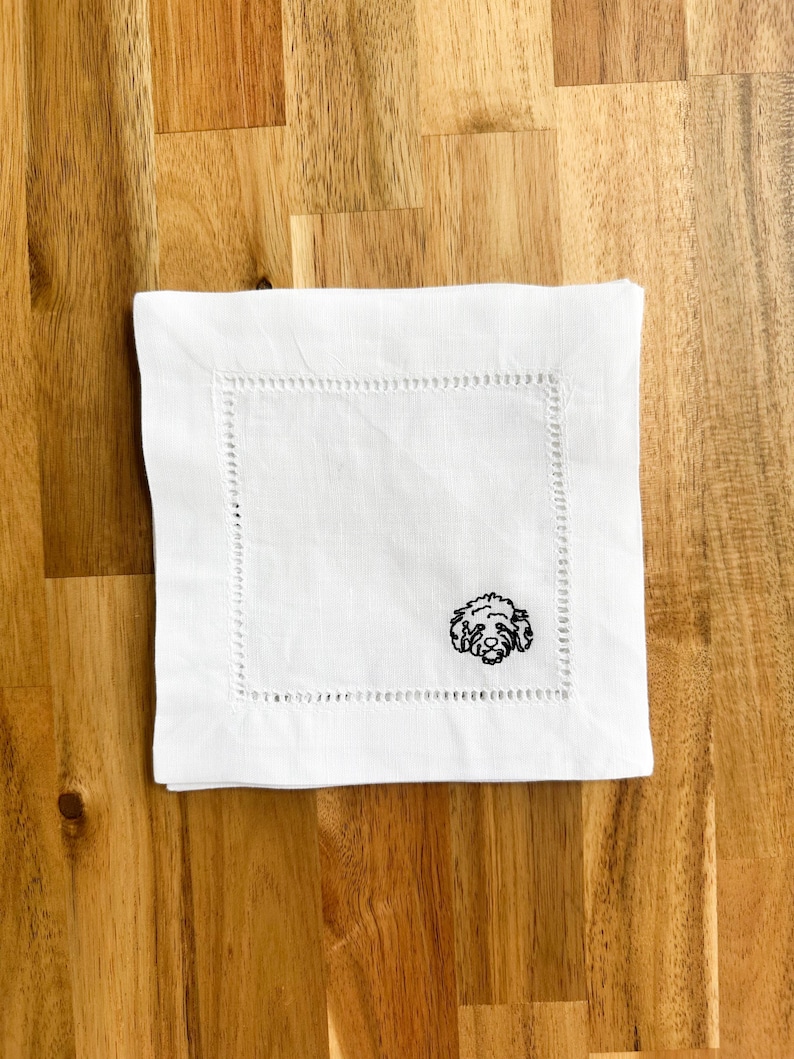 Doodle Cocktail Napkin Doodle Embroidered Linen Cocktail Napkin Custom ...