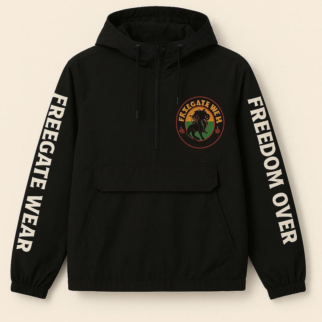 FREEGATE Windbreaker Freedom Over Fear Rasta Lion Hooded Jacket ...
