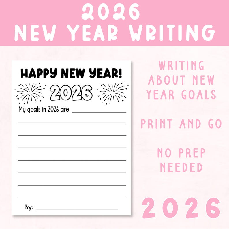 2026 Goals Writing Worksheet Printable | New Year Goal Setting Page ...