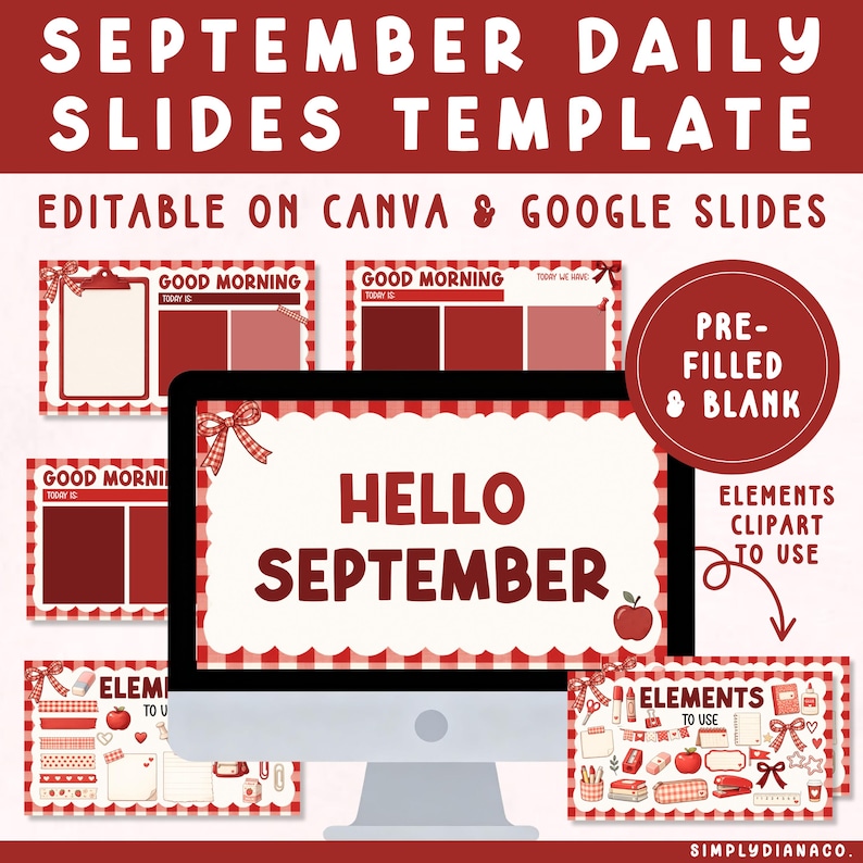September Daily Slides Template, Cozy Fall Classroom Decor (editable in ...