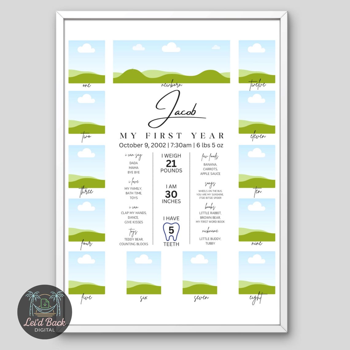 Editable Baby First Year Photo Collage | Monthly Milestone Canva ...