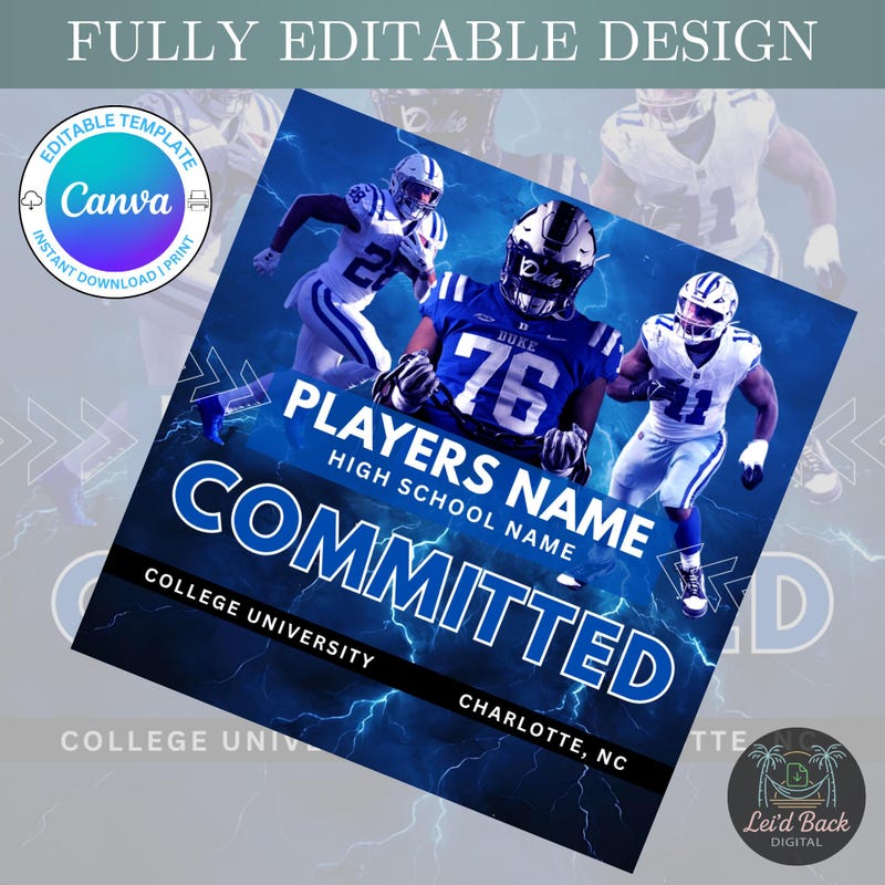 College Commitment Post Template - Etsy