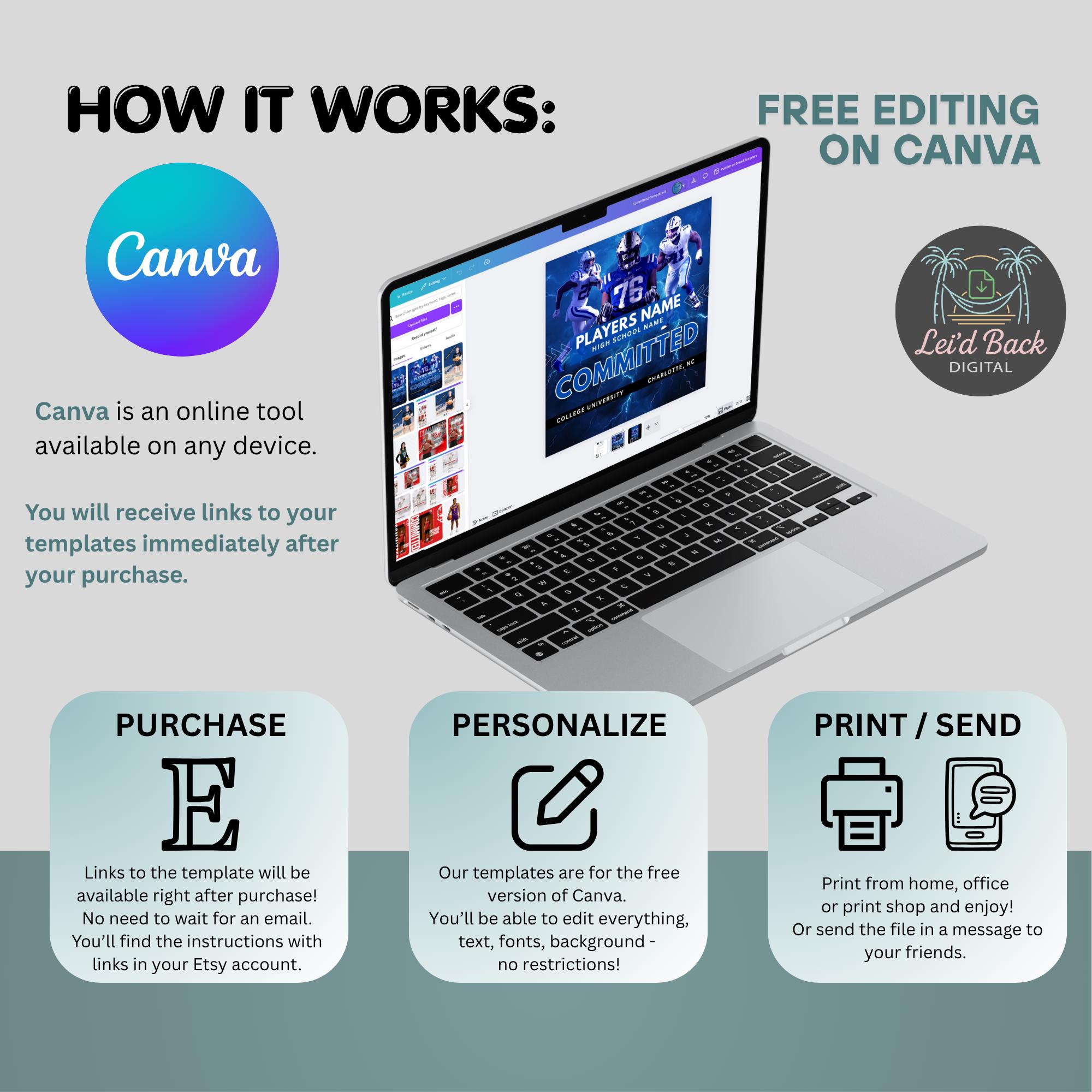 Editable College Commitment Template for Athletes | Canva Sports ...