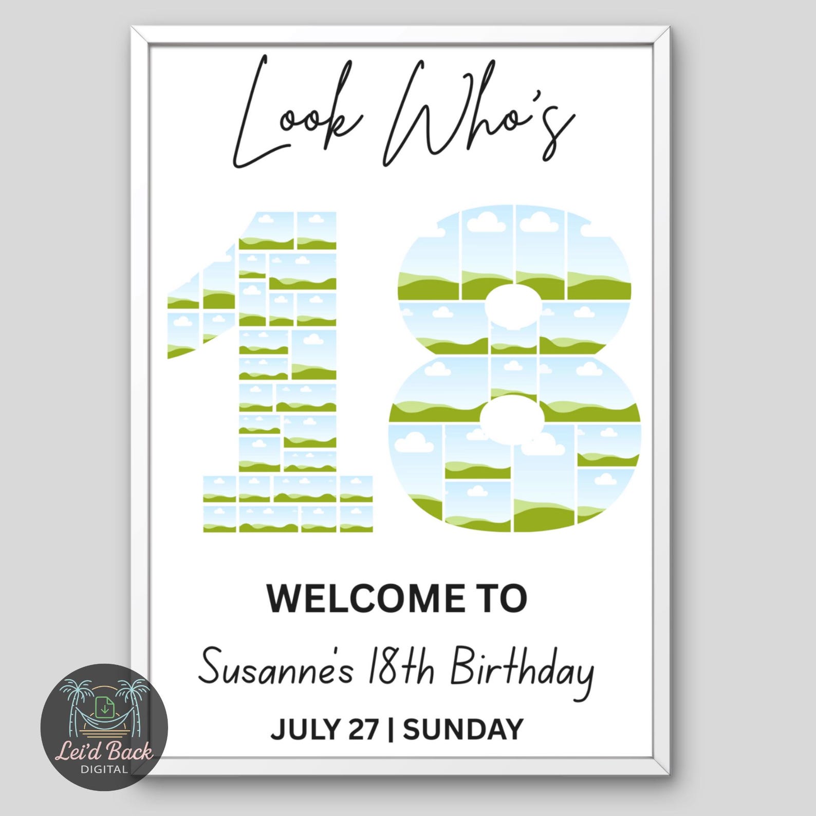 Editable 18th Birthday Photo Collage Welcome Sign Template | Canva ...