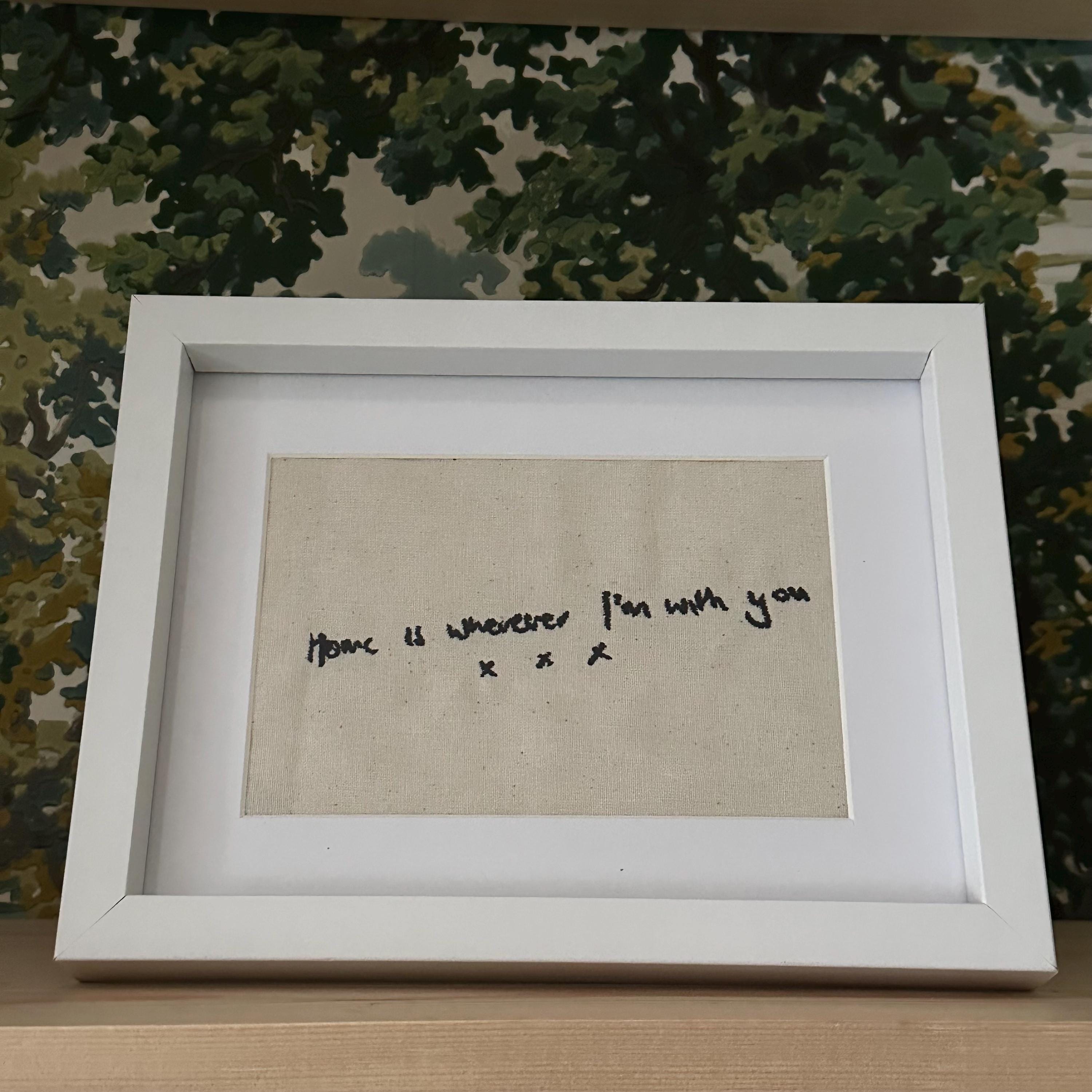Personalized Embroidered Handwriting on Linen: Framed Keepsake Gift - Etsy