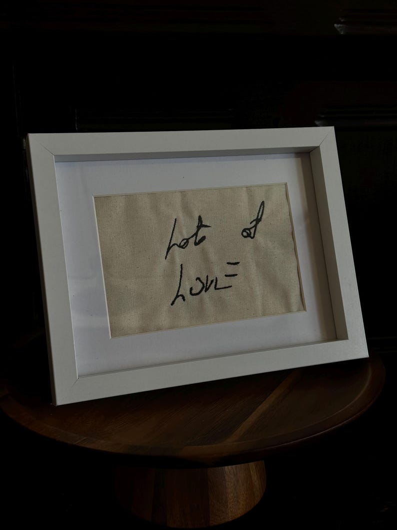 Personalized Embroidered Handwriting on Linen: Framed Keepsake Gift - Etsy