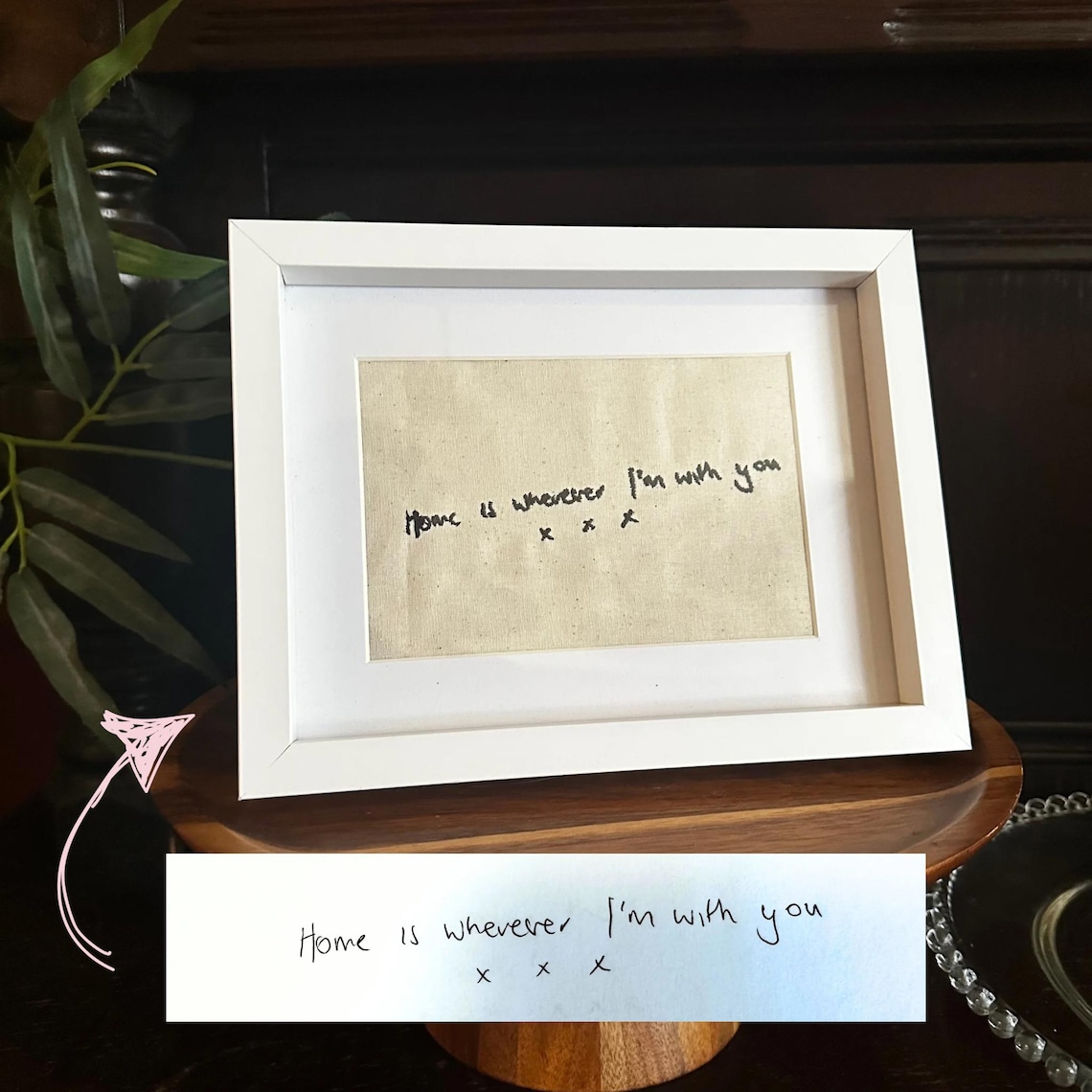 Personalized Embroidered Handwriting on Linen: Framed Keepsake Gift - Etsy