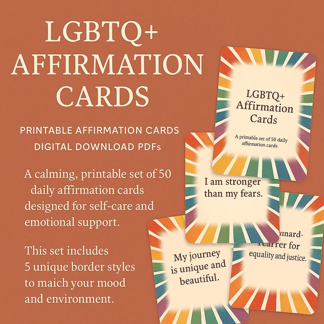 LGBTQ+ Affirmation Printable Cards, Self-care and Empowerment, Rustic ...