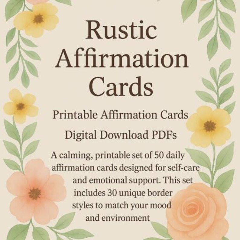 Rustic Affirmation Cards - Printable Uplifting Self-care Cards in ...