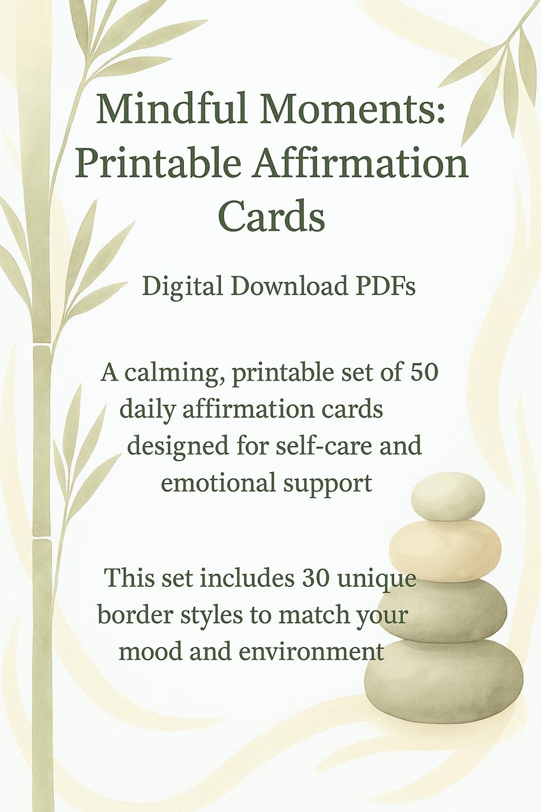 Mindful Moments: Soothing, Encouraging, Printable Affirmation Cards in ...