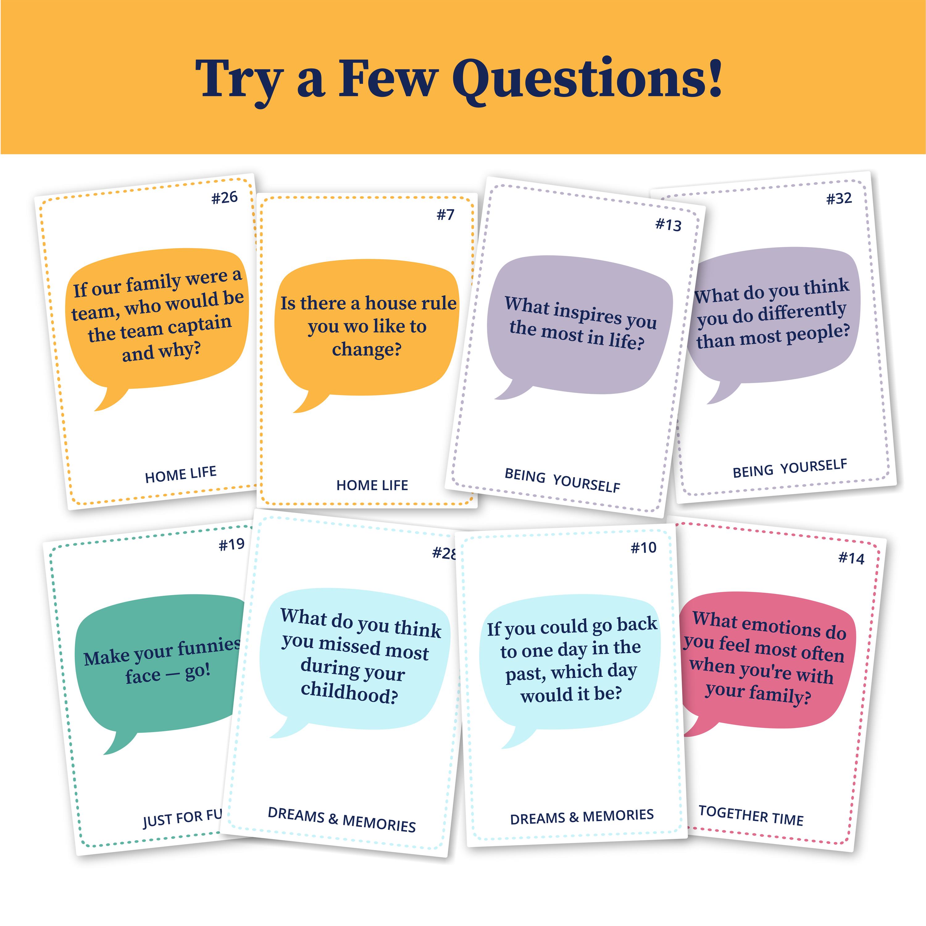Family Conversation Starter Cards: 160 Printable Questions (PDF ...