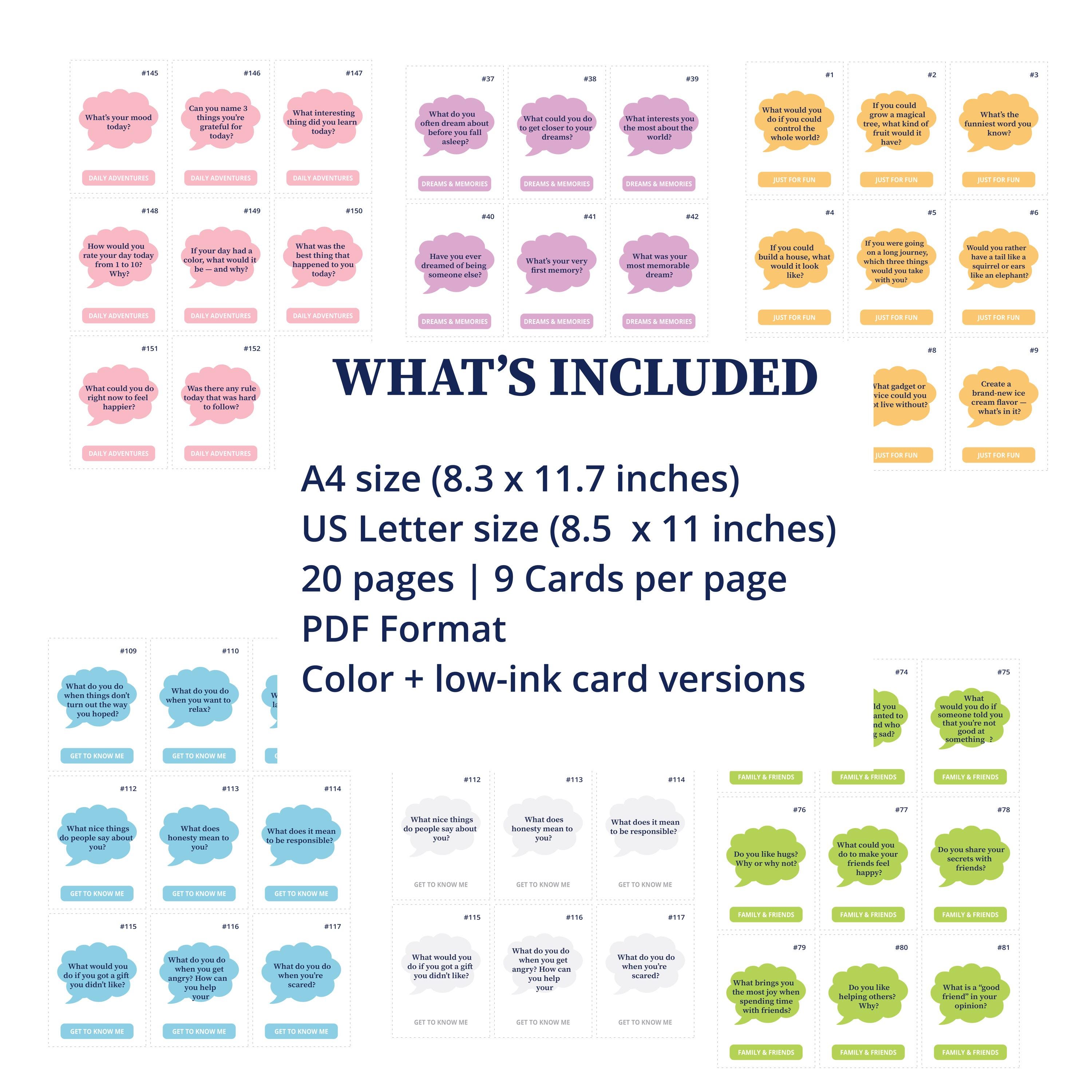 Printable Conversation Cards for Kids: Fun Family Talking Game (PDF ...