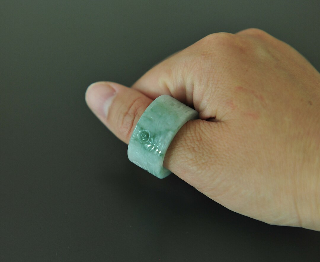 Green Jade Ring, Big Size Jade Grade A Jade, Light Green Jadeite Jade ...