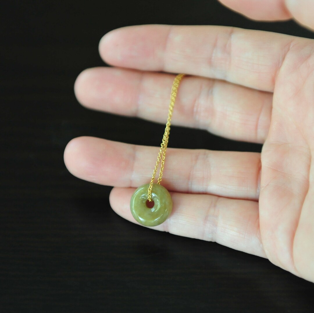 Dainty Small Brown Jadeite Jade Necklace, Rare Find Yellow Brown Jade ...