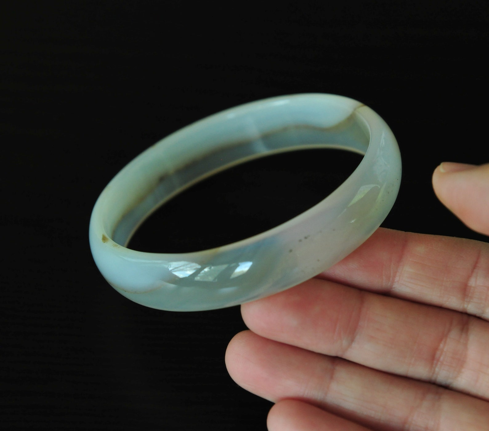 Clear Agate Bangle Big Size Bangle Grade A Natural Agate Bangle Clear ...