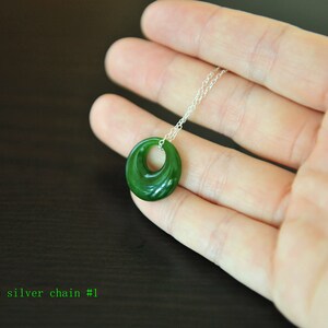 Green Jade Circle Pendant 925 Silver 14K Gold Filled, Minimalist ...
