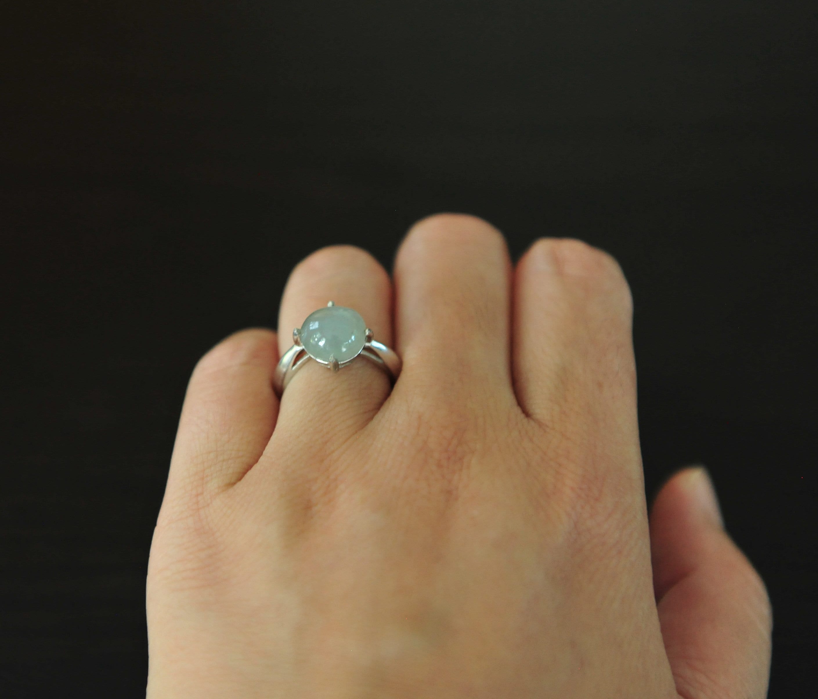 Light Green Jade Ring 925 Silver, Certified Genuine Natural Grade A ...