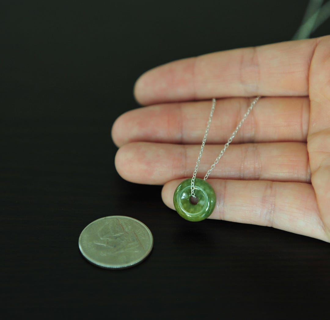 Dainty Small Green Brown Jadeite Jade Necklace, Rare Find Green Brown ...