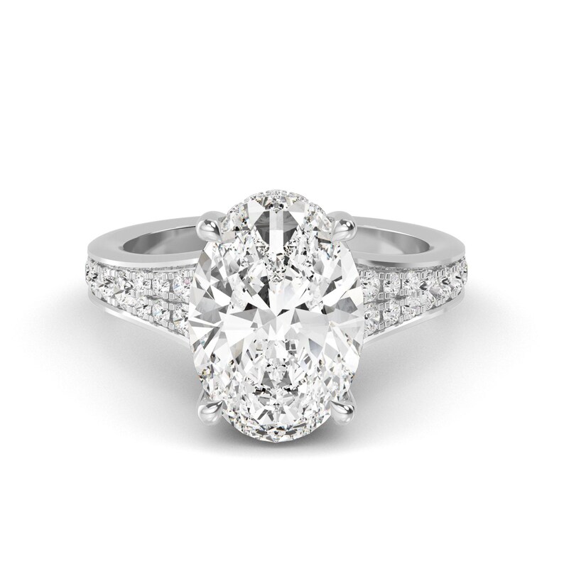 Oval Lab Grown Diamond Engagement Ring | EF-VVS/VS Clarity | 14K/10K ...