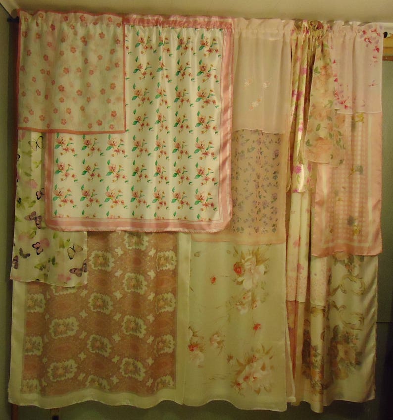 Shades of White & Pink Gypsy Boho Curtains - 63" Long - Shabby Chic ...
