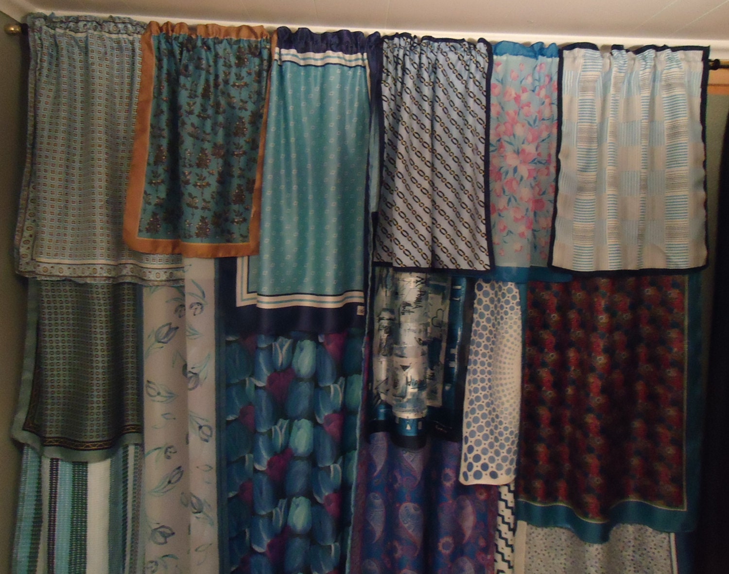 Shades of Blue #2 Gypsy Boho Curtains- 84" Long - Bohemian Curtains ...