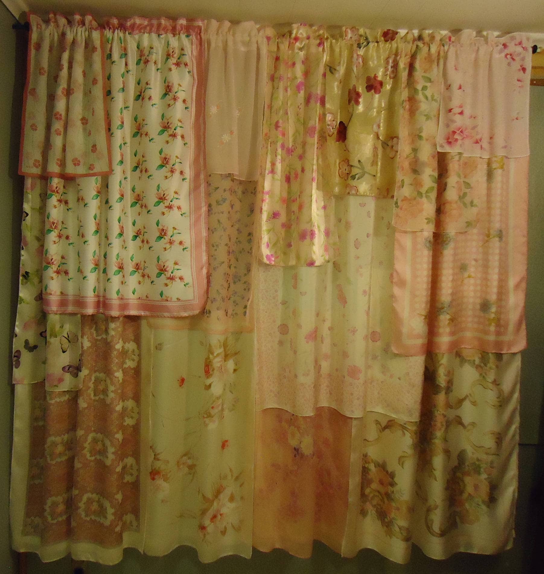 Shades of White & Pink Gypsy Boho Curtains - 63" Long - Shabby Chic ...