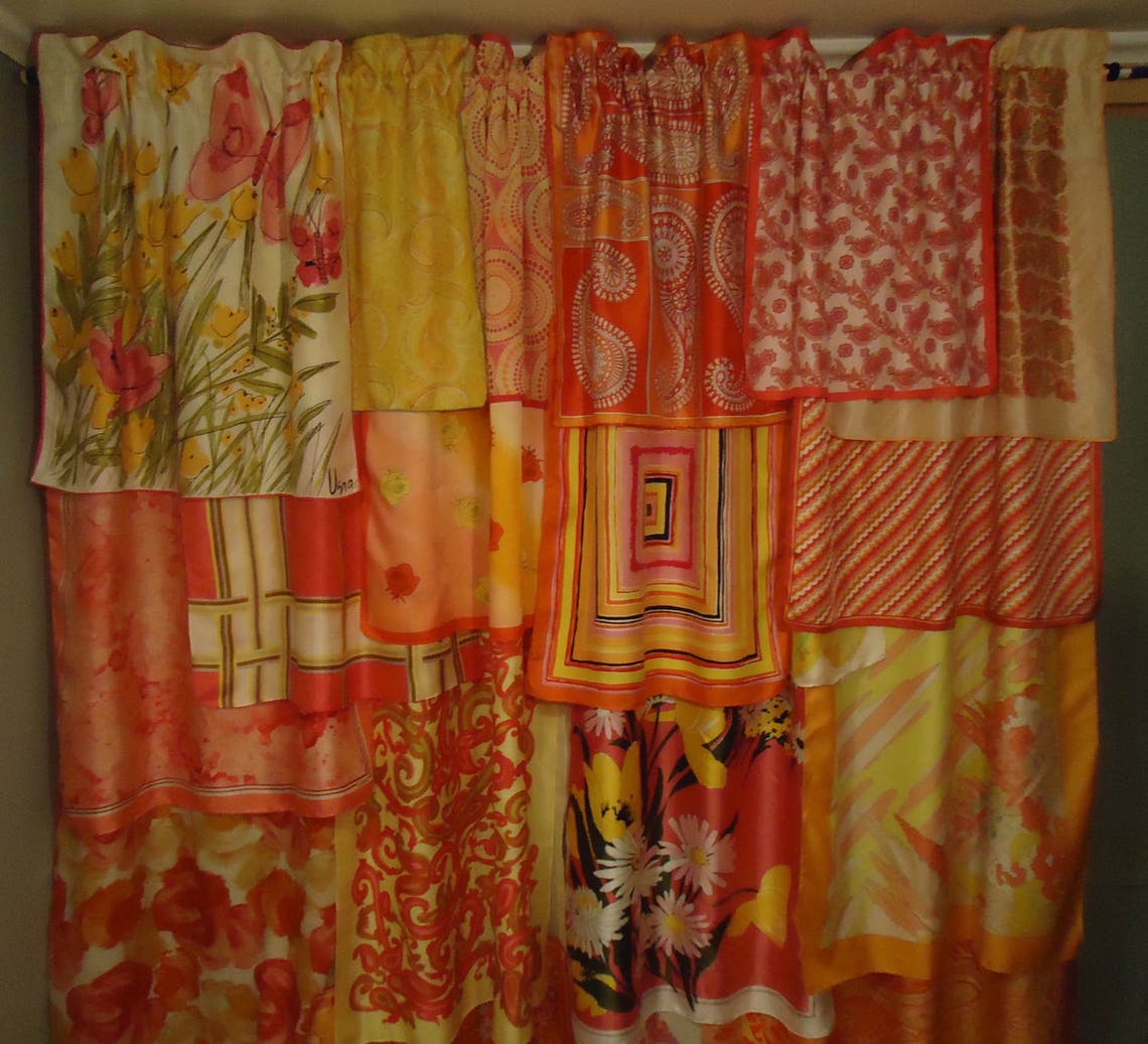 Shades of Orange, Yellow & Pink Gypsy Boho Curtains - 84" -bohemian ...