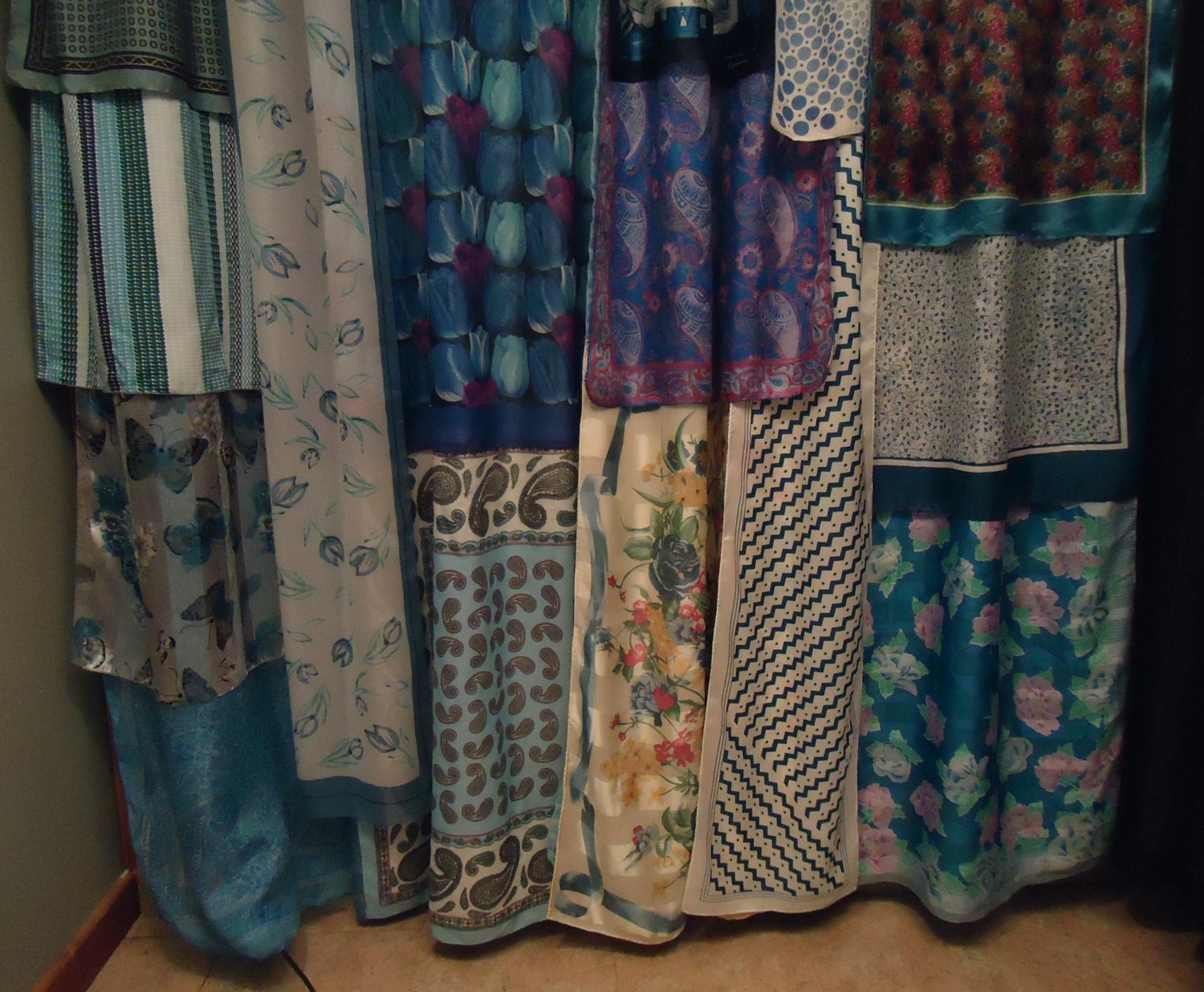 Shades of Blue #2 Gypsy Boho Curtains- 84" Long - Bohemian Curtains ...