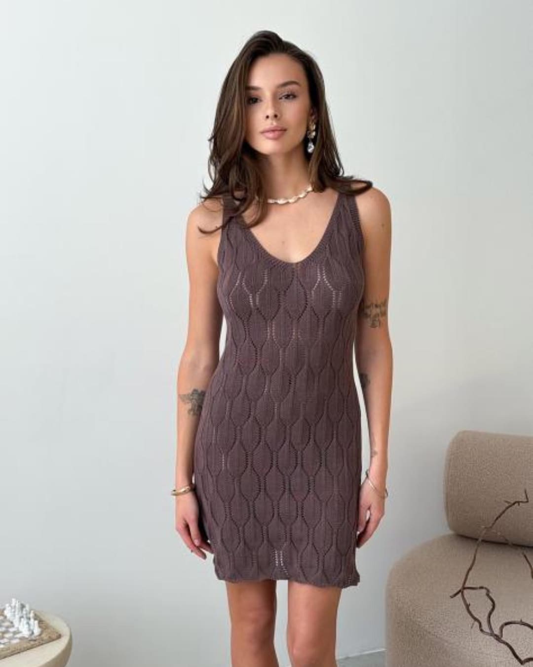 Mini Sundress Summer Dress, Boho Sleeveless Coffee Color, Loose ...