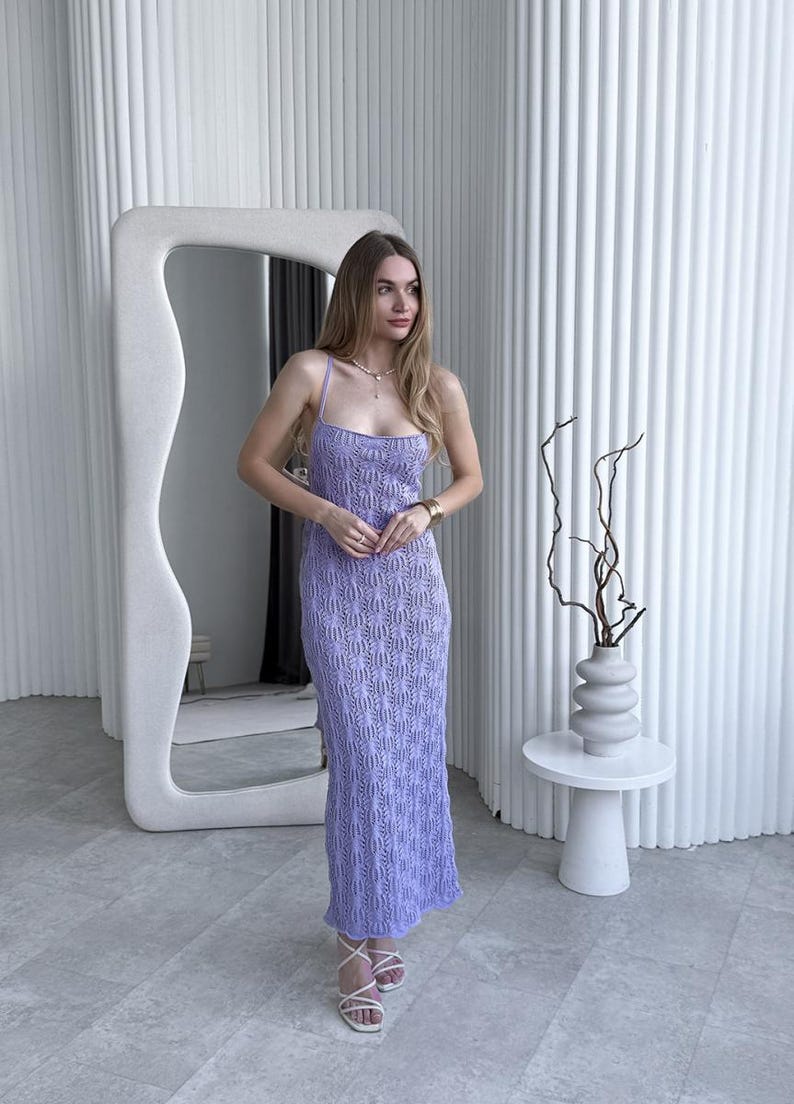 Coffee Long Knitted Boho Dress – Minimalist Summer Sundress, Sleeveless ...