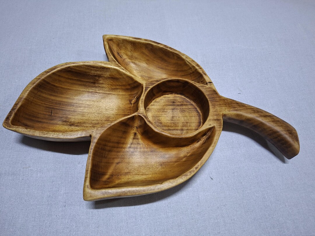 African Wooden Elephant Dish | Handcarved Snack & Appetizer Bowl ...