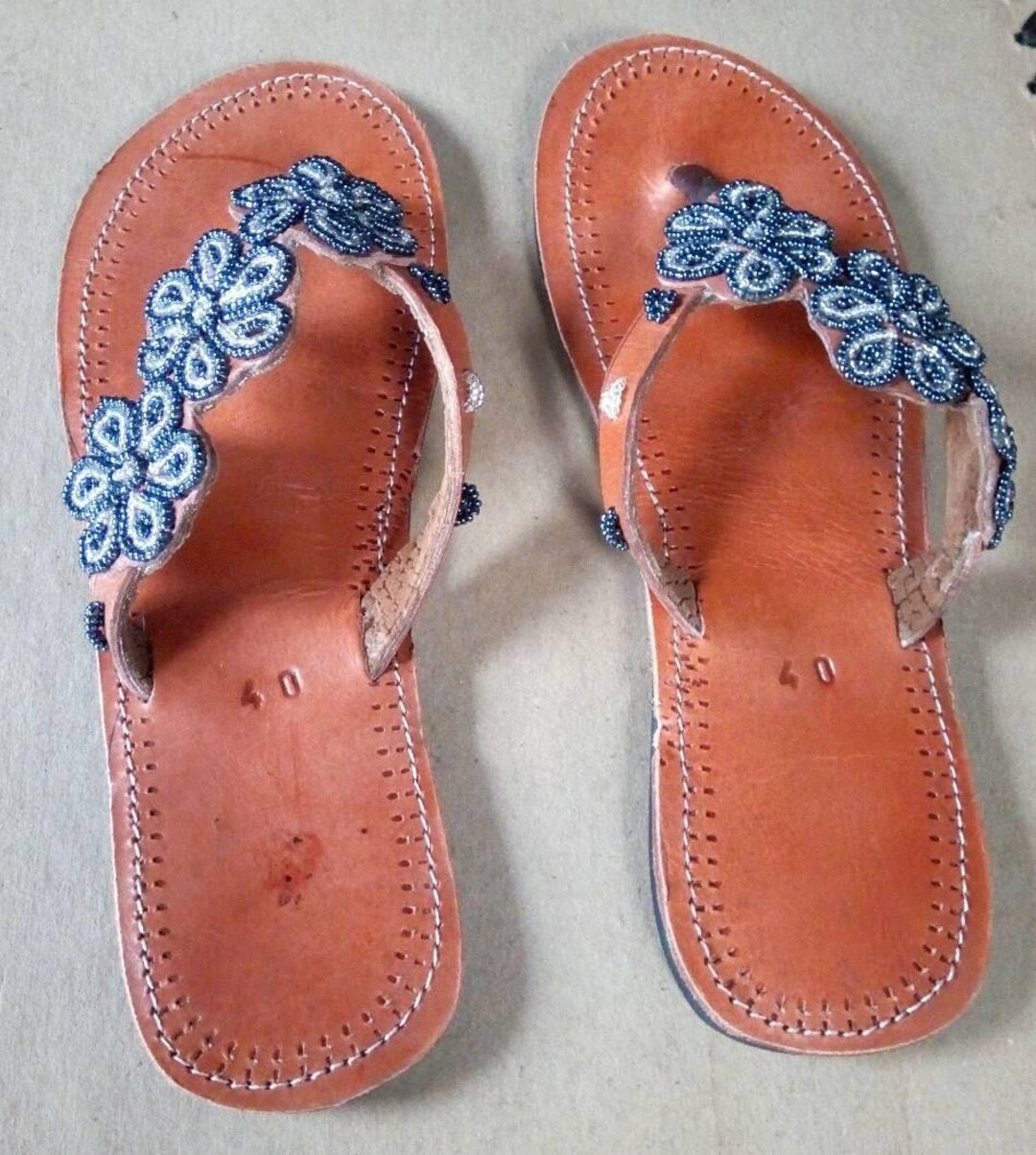 Custom African Beaded Sandals – Handmade Leather Sandals With Fine ...