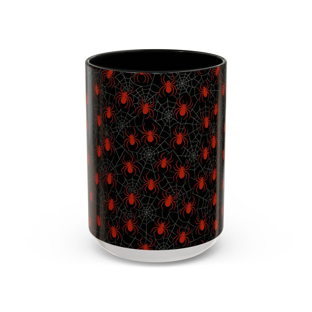 Red Spider Accent Mug - Perfect for Halloween, Cozy Coffee Moments ...