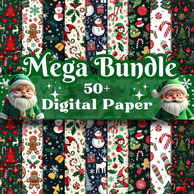 Festive Christmas Digital Paper Pack | Scrapbook & Wallpaper (digital ...