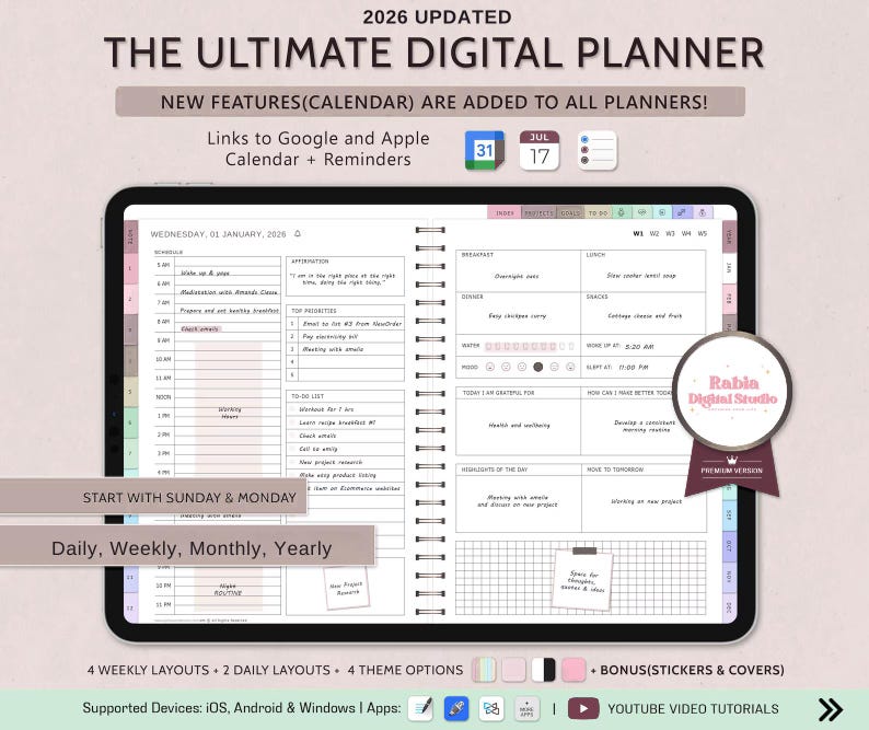 2026 Minimalist Digital Planner | Daily, Weekly & Monthly Layouts ...