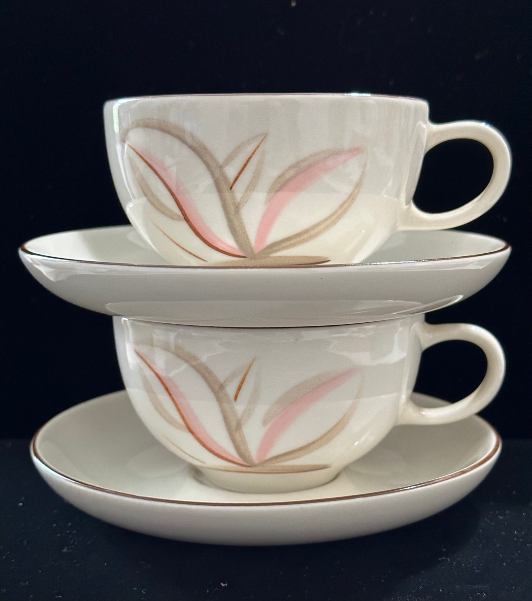 Vintage Pair of MCM Dragon Flower by Winfield Cups & Saucers - Etsy