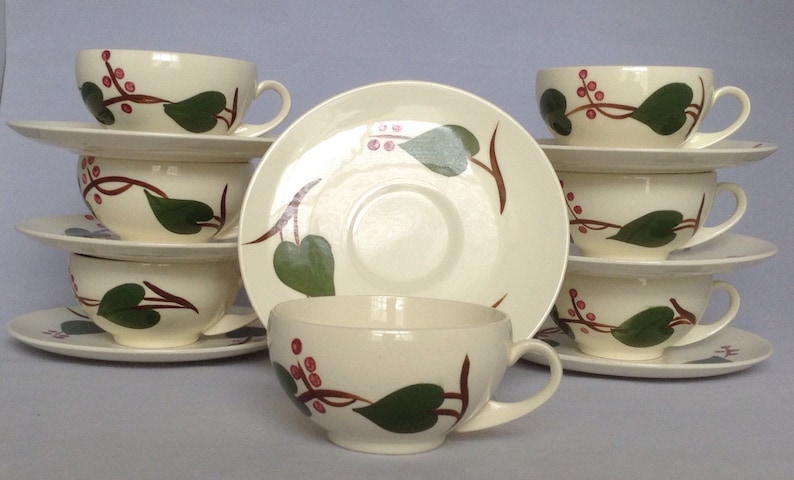 Vintage Blue Ridge Pottery Cup and Saucer: Stanhome Ivy Dinnerware - Etsy