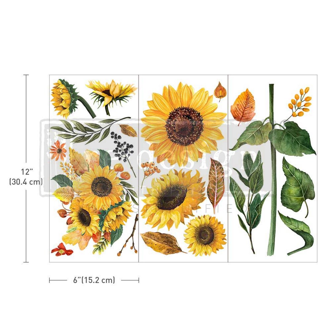 SUNFLOWER AFTERNOON Redesign With Prima Decor Transfers 3 Sheets 6 by ...