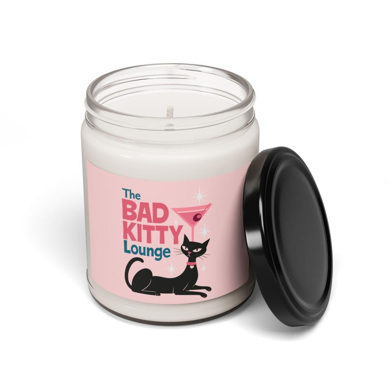 Mid Century Modern Bad Kitty Lounge Candle With Pink Coquette Style ...
