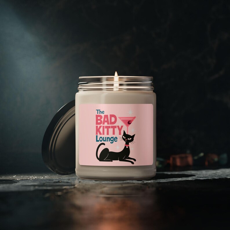 Mid Century Modern Bad Kitty Lounge Candle With Pink Coquette Style ...