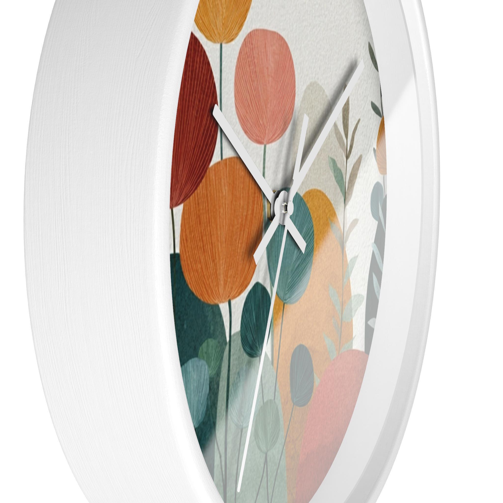 Floral Wall Clock, Mid Century Modern Clock, Botanical Art Print Clock ...