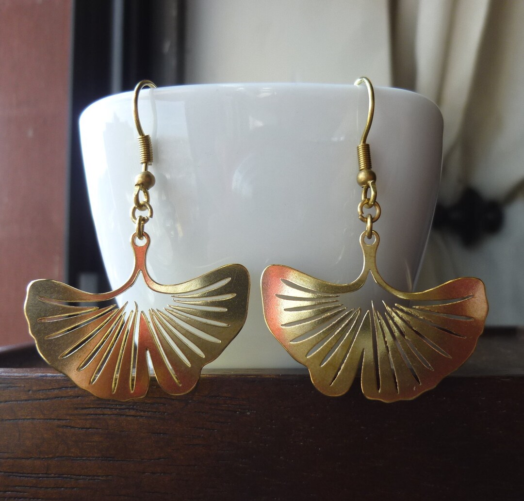 Ginkgo Leaf Earrings, Ginkgo Biloba, Bohemian, Botanical, Anniversary ...