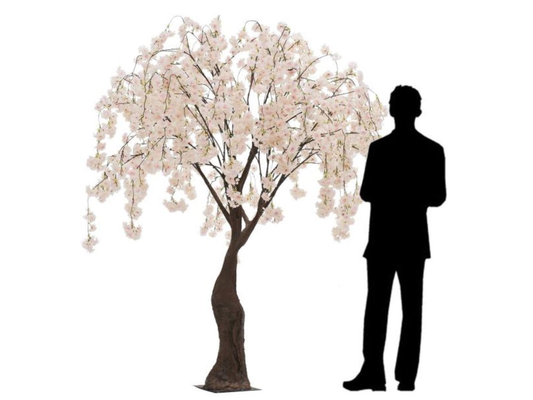 6ft Faux Cherry Blossom Tree – Drooping Pink Flower Arrangement, 10 ...