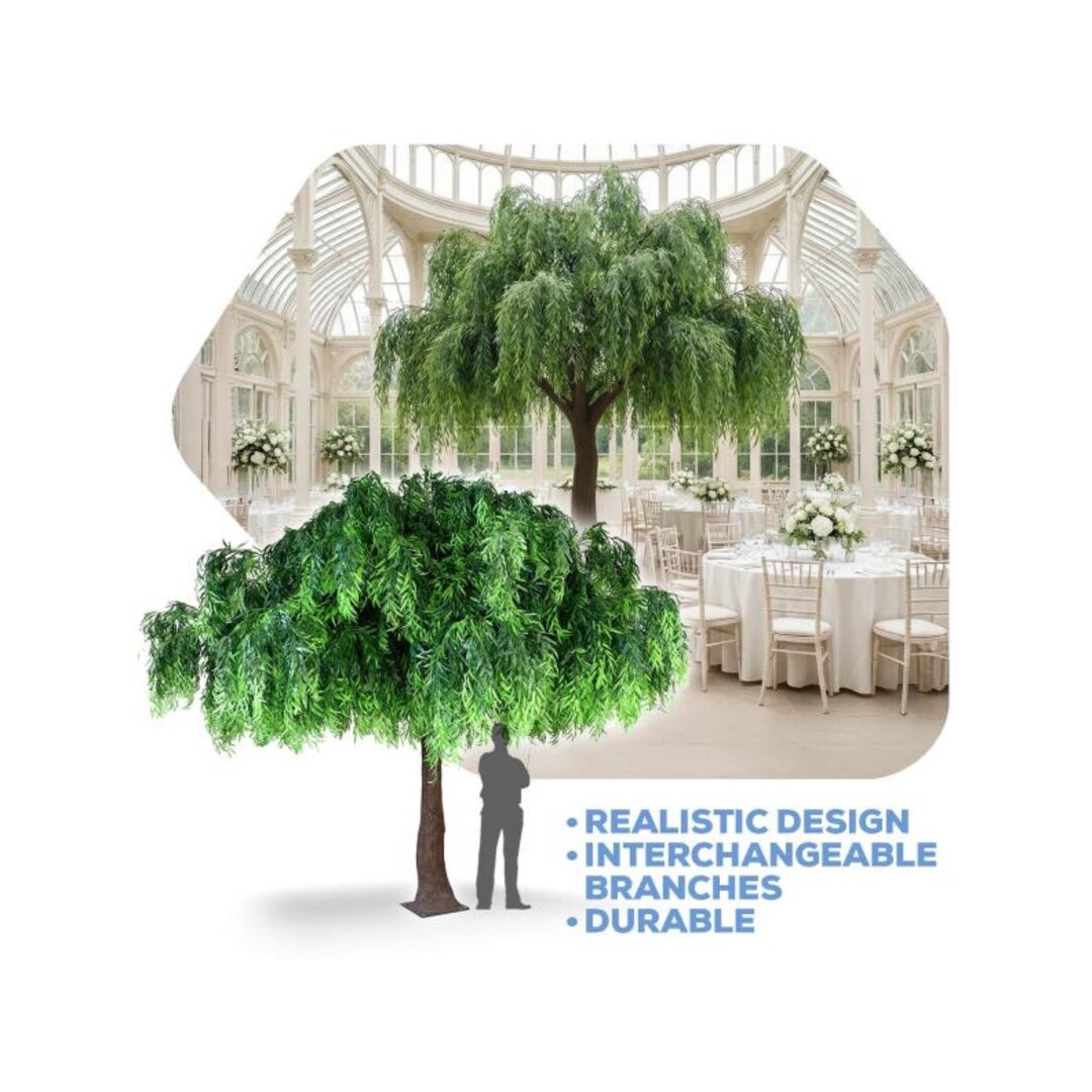 HUGE LUXE 13ft Fake Green Willow Tree - 150 Interchangeable Branches ...
