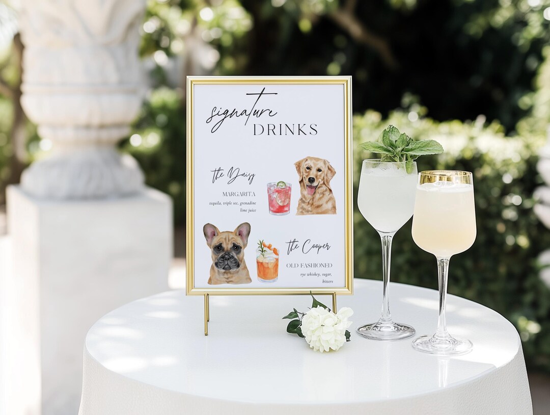 Dog Signature Drink Sign, Pet Signature Cocktail Sign, Minimalist ...