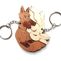Interlocking Fox and Rabbit Couple Keychains - Friendship or ...