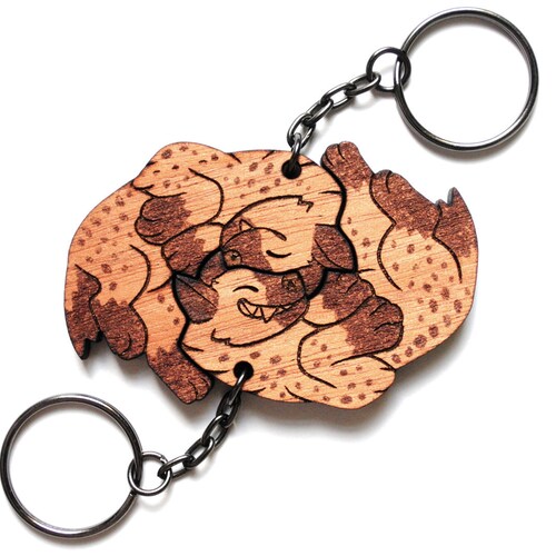 Bear and Cat Couple Keychains Friendship or Relationship - Etsy