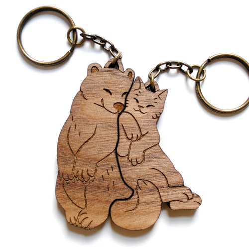 Dog and Cat Couple Keychains Friendship or Relationship - Etsy